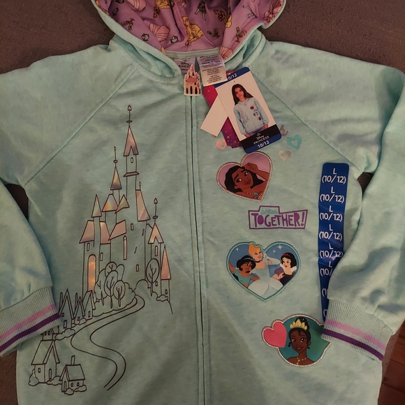 Disney | Jackets & Coats | Disney Light Blue Hoodie With Princess ...